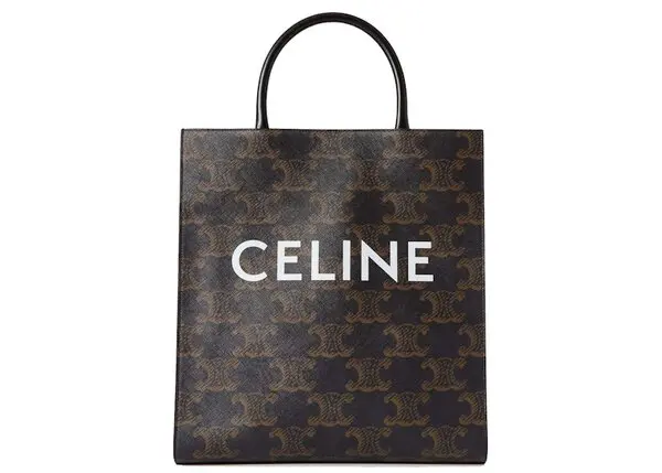 Celine Cabas Triomphe Tote Bag - Brown/white