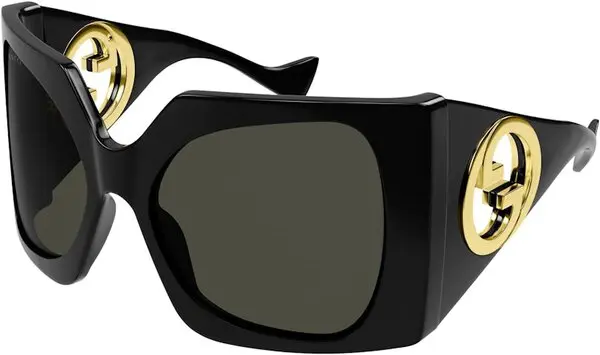 Gucci Oversized Shield Sunglasses - Black/gold (gg1255s/001)