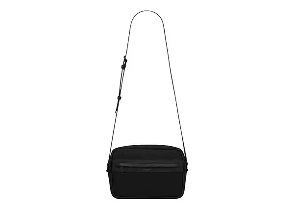 Saint Laurent Camp Camera Bag In Econyl And Lambskin - Noir