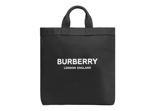 Burberry Logo Print Nylon Tote Bag - Black