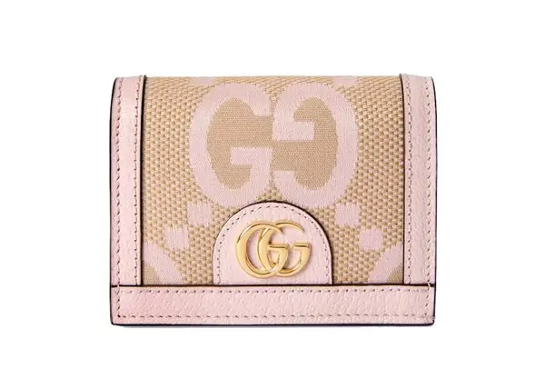 Gucci Ophidia Jumbo Gg Card Case - Beige/light Pink
