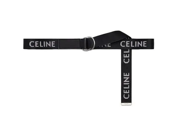 Celine Medium Double Ring Jacquard Belt - Black