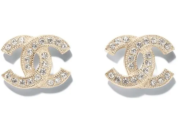 Chanel Metal & Diamantés Earrings - Silver/gold