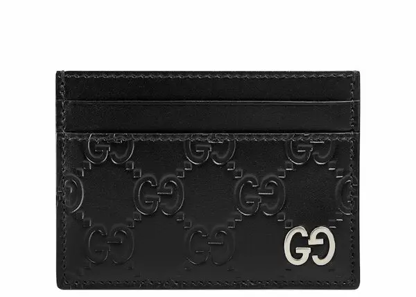 Gucci Signature Card Case Metal Gg - Black
