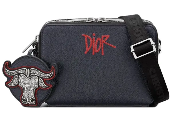 Dior Pouch With Shoulder Strap - Navy Blue