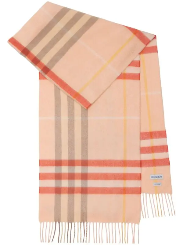 Burberry Giant Check Cashmere Scarf - Teacup