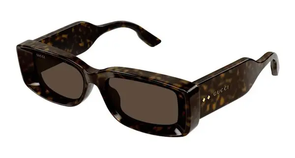 Gucci Tortoise Rectangle Frame Sunglasses - Dark Havana/brown (gg1528s/002