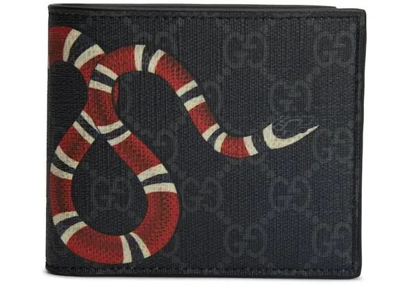 Gucci Kingsnake Wallet Gg Supreme - Black