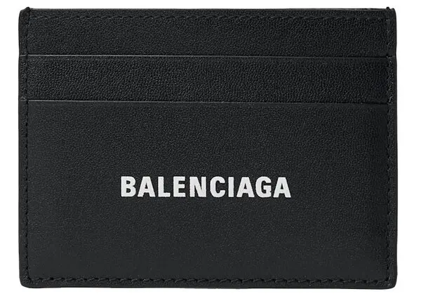 Balenciaga Logo Print Card Holder - Black