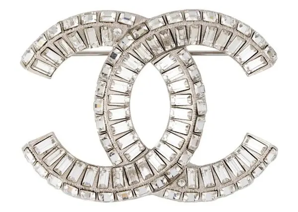 Chanel Strass Cc Brooch - Silver
