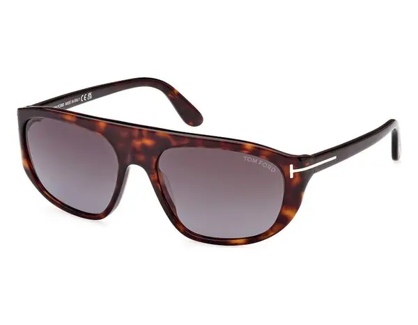 TOM FORD Edward Square Sunglasses 58 - Havana/smoke (ft1002/52b