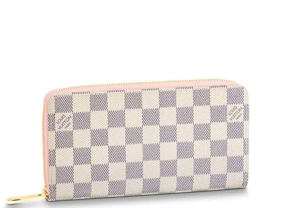 LOUIS VUITTON Zippy Wallet Damier Azur - Rose Ballerine Lining