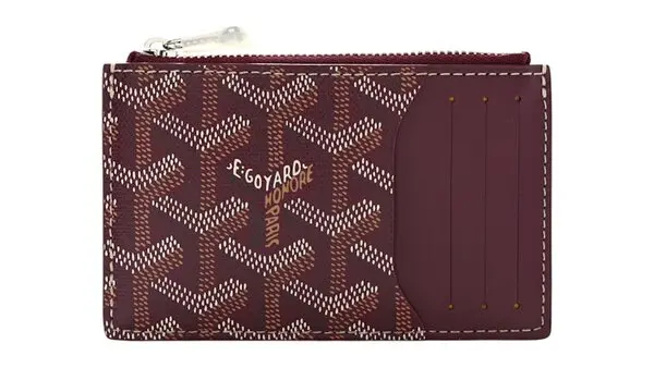 Goyard Bourbon Zipped Card Holder - Burgundy