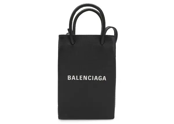 Balenciaga Shopping Phone Holder Bag - Black