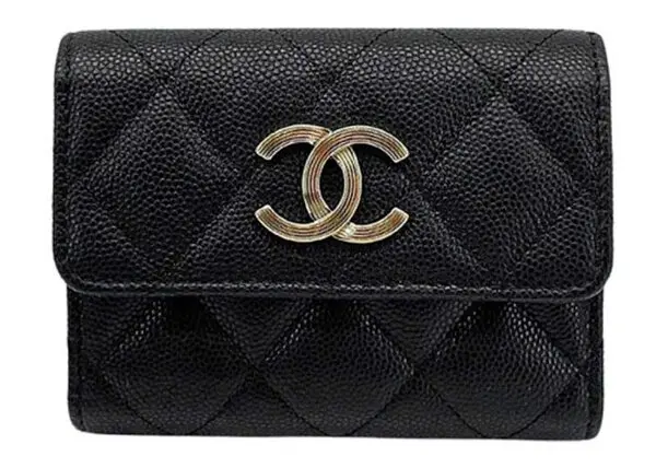Chanel Large Cc Logo Trifold Card Holder - Black (ap3141)