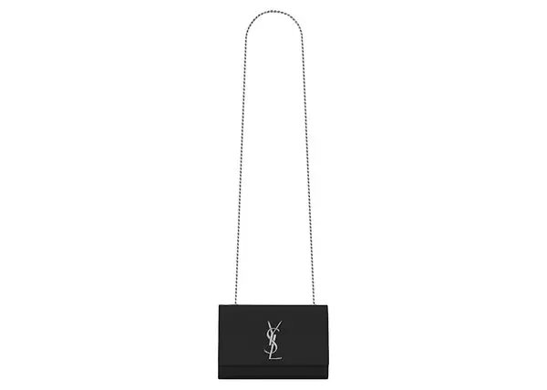 Saint Laurent Kate Chain Bag Small Grain De Poudre Embossed - Black