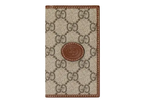 Gucci Gg Card Case With Interlocking G Gg Supreme - Beige/ebony
