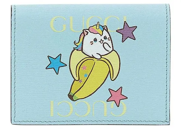 Gucci Rainbow And Stars Banana Print Card Case - Blue