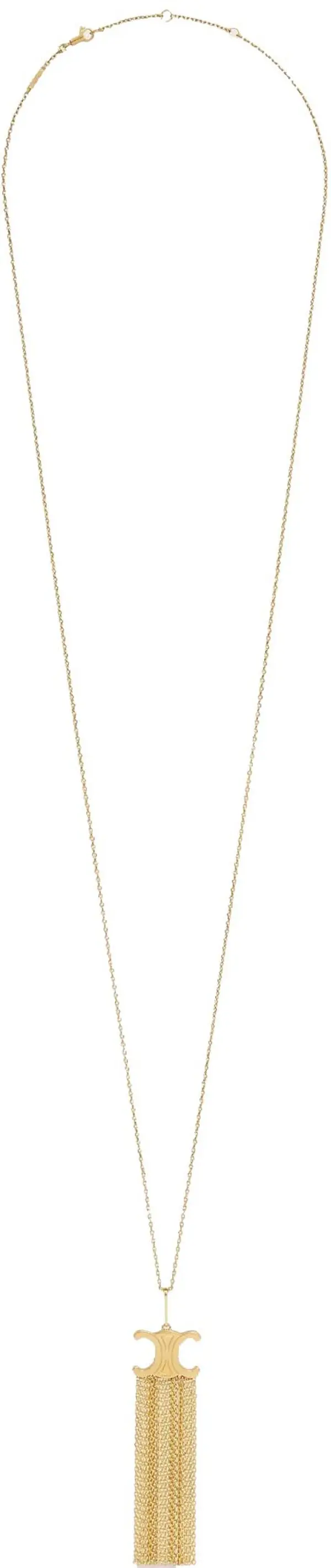 Celine Triomphe Folk Fringe Long Necklace - Gold
