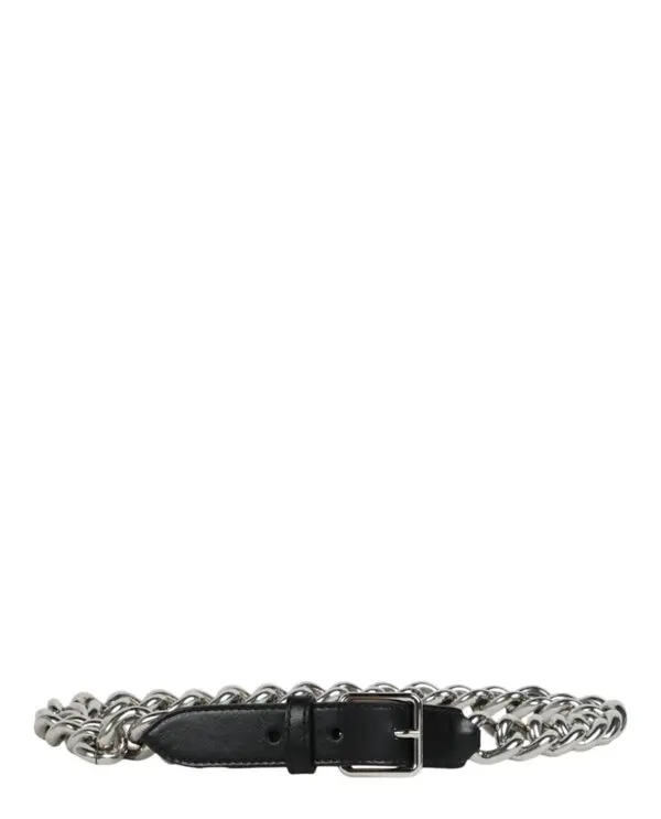 Alexander McQueen Chain-trimmed Leather Belt - Black