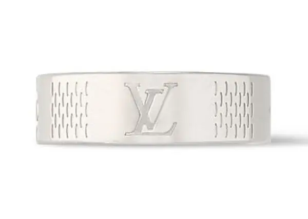 LOUIS VUITTON Damier Staples Thin Ring - Silver