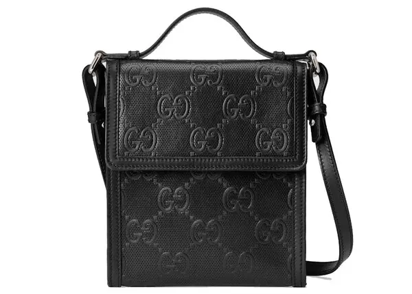 Gucci Gg Embossed Messenger Bag - Black