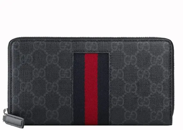 Gucci Zip Around Wallet Gg Supreme Webin - Black/grey