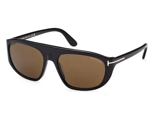 TOM FORD Edward Square Sunglasses 58 - Black/brown (ft1002/01j