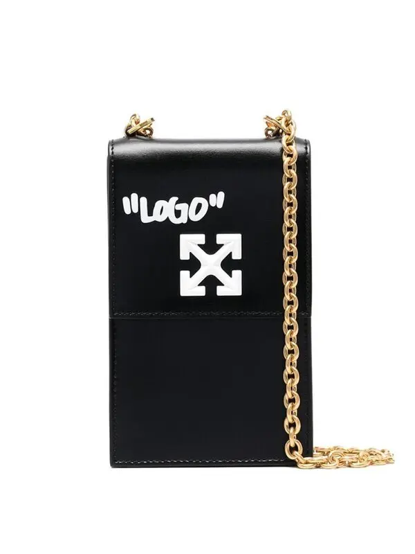 Off-White Rectangular Logo Pouch With Chain Strap