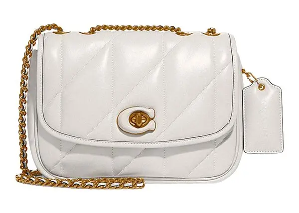 COACH Quilted Pillow Madison Shoulder Bag With Chain Strap - Chalk