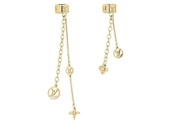 LOUIS VUITTON Nanogram Earphone Earrings - Gold