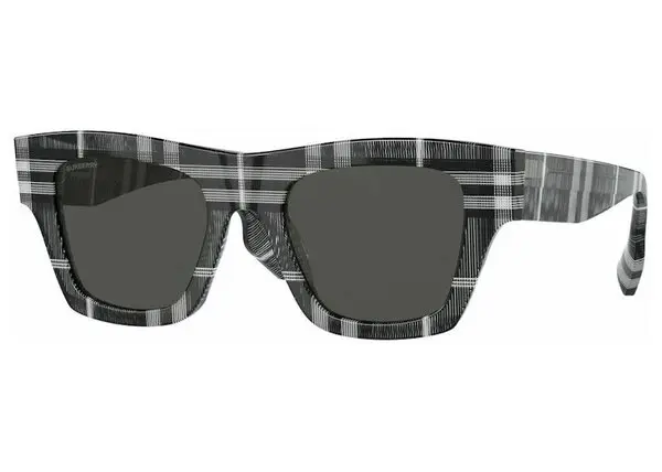 Burberry Ernest Square Frame Sunglasses - Black White Check (40823051)