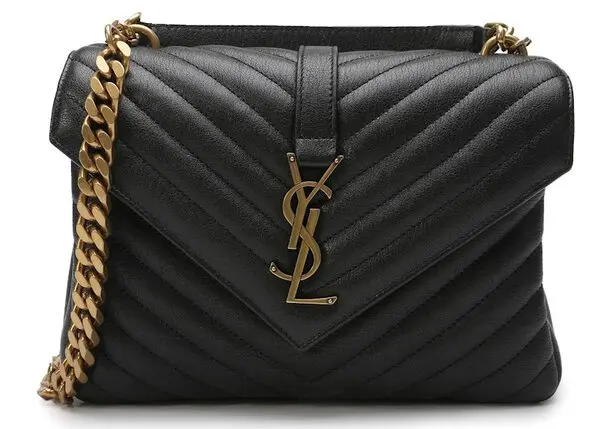 Saint Laurent Logo Plaque Shoulder Bag - Black