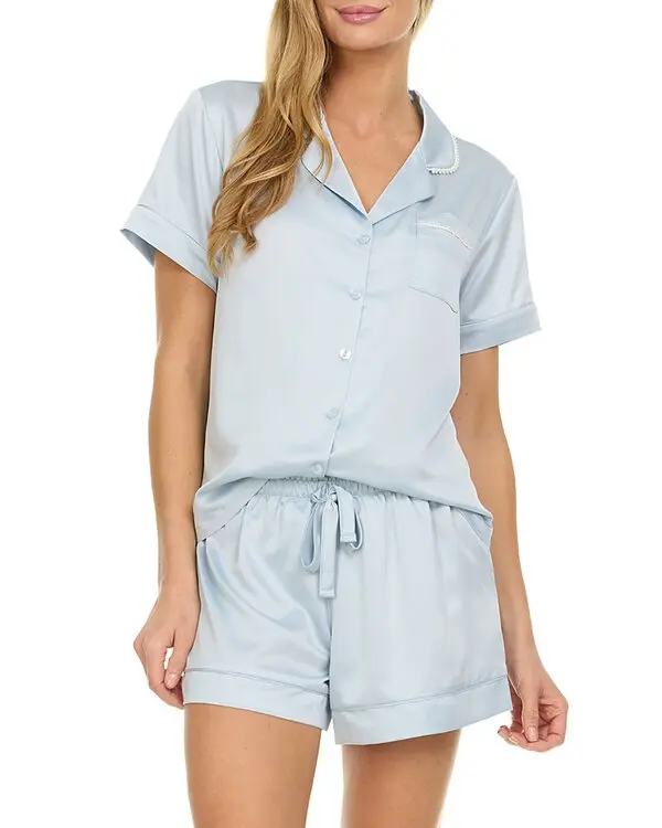 Flora Nikrooz Pearl Notch Collar Short Pajama Set - Ice Flow