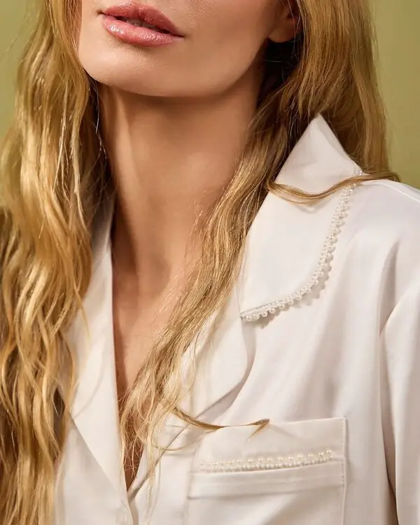 Flora Nikrooz Pearl Notch Collar Short Pajama Set - Ivory