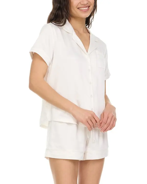 Flora Nikrooz Pearl Notch Collar Short Pajama Set - Ivory