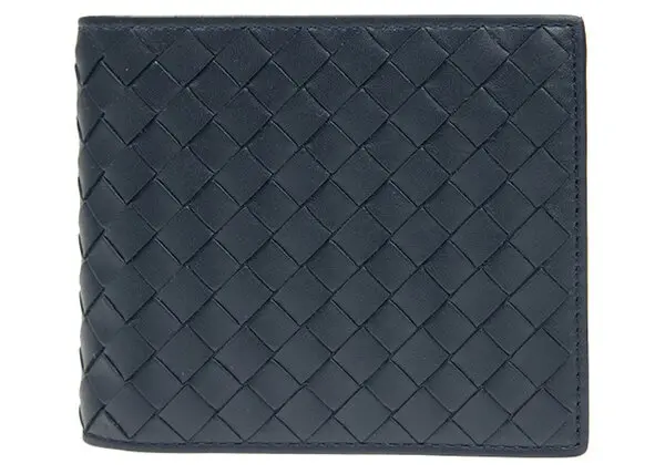 Bottega Veneta Intrecciato Weave Wallet - Navy Blue