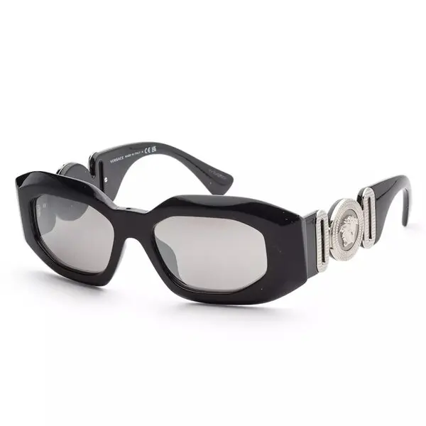 Versace Maxi Medusa Biggie Sunglasses - Black/light Grey Mirror (ve4425u/54226g)