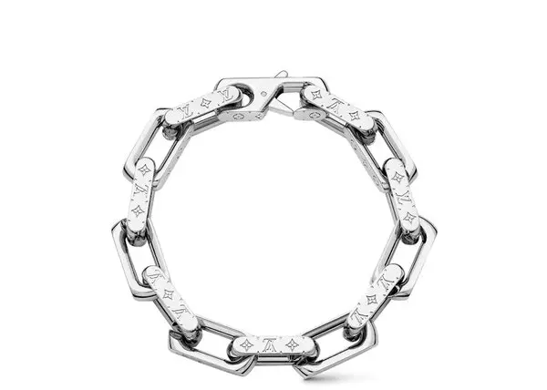 LOUIS VUITTON Chain Bracelet Engraved Monogram - Silver