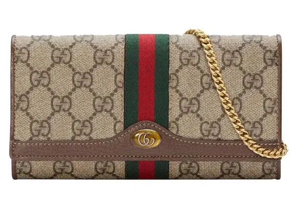 Gucci Ophidia Gg Chain Wallet - Beige/ebony