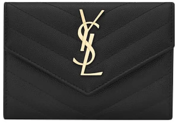 Saint Laurent Envelope Wallet Matelasse Grain De Poudre Small - Black