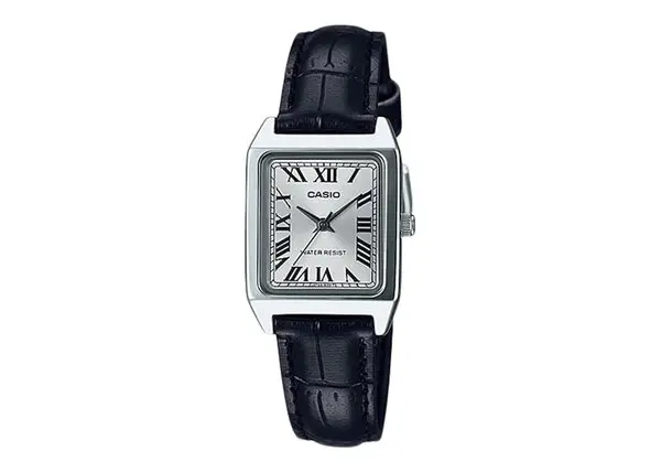 Casio Analog Watch With Leather Band - Stainless Steel
