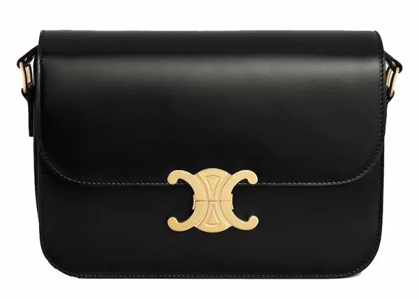 Celine Classique Triomphe Shoulder Bag In Shiny Calfskin