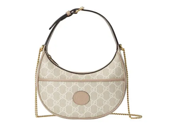 Gucci Mini Gg Supreme Halfmoon Bag - Beige/white