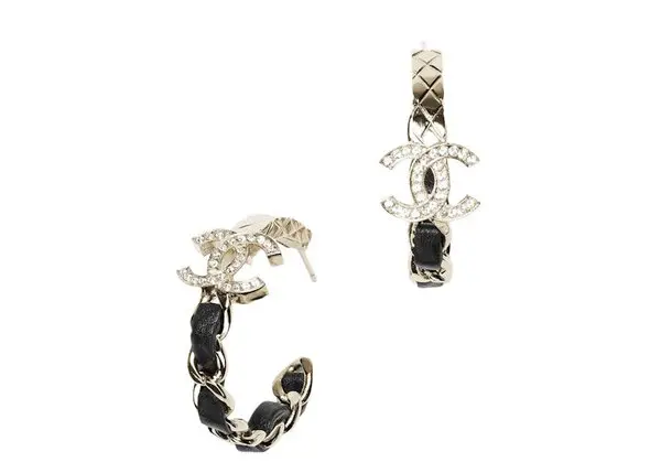 Chanel Creoles Hoop Earrings - Gold/black/crystal (abb971 B14689 Ns659)