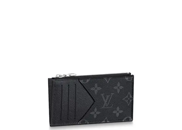 LOUIS VUITTON Coin Card Holder Monogram Eclipse Taiga - Black