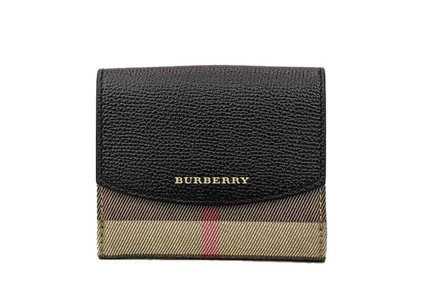 Burberry House Check Grainy Derby Luna Small Wallet - Black/beige