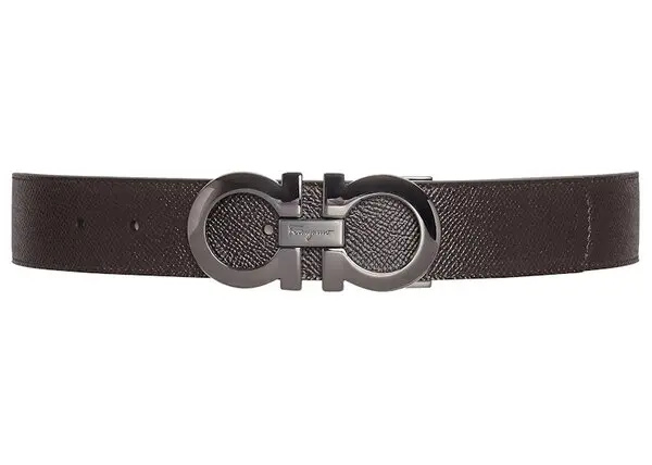 FERRAGAMO Reversible And Adjustable Gancini Belt - Black/testa Di Moro