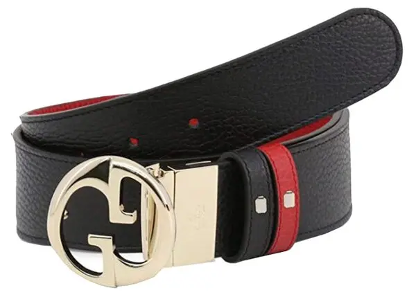 Gucci Reversible Belt With Interlocked Gg - Black/red