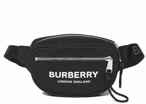 Burberry Cannon Bum Bag Logo Print Econyl Small - Black